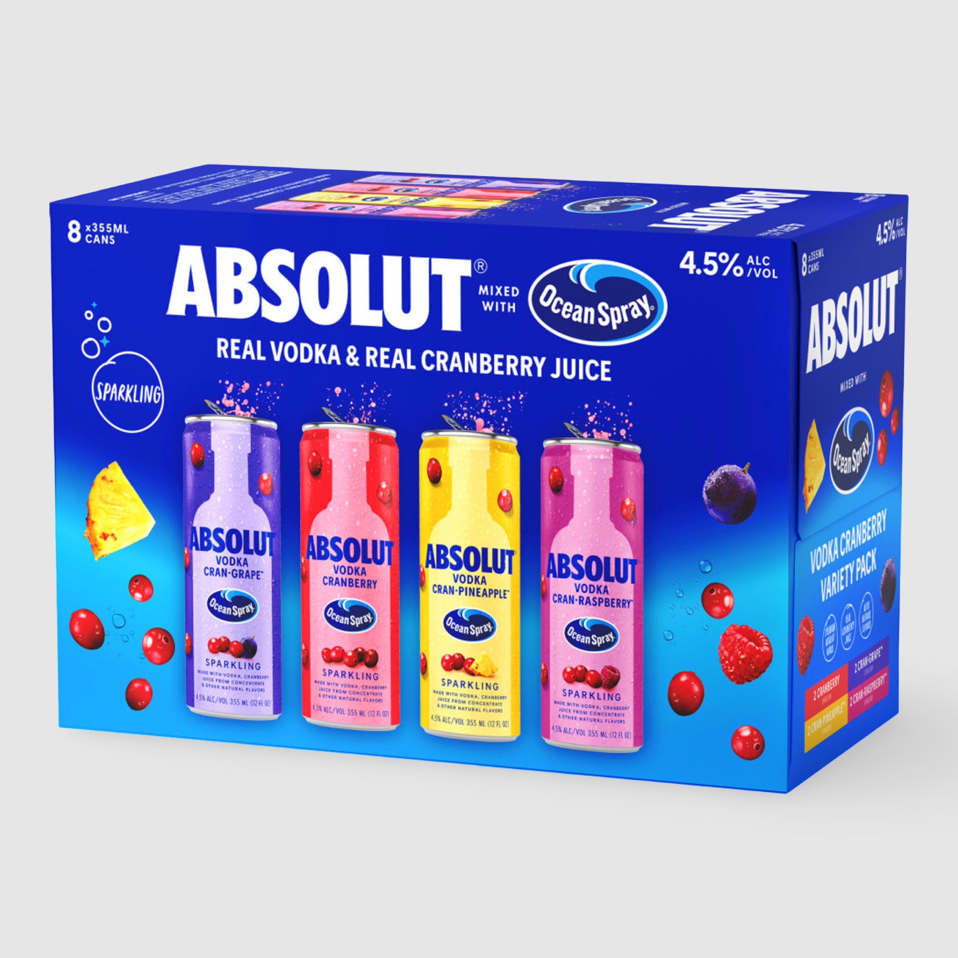 Absolut Vodka Ocean Spray Cranberry Cocktail Variety 8 Pack (355Ml) Ca ...