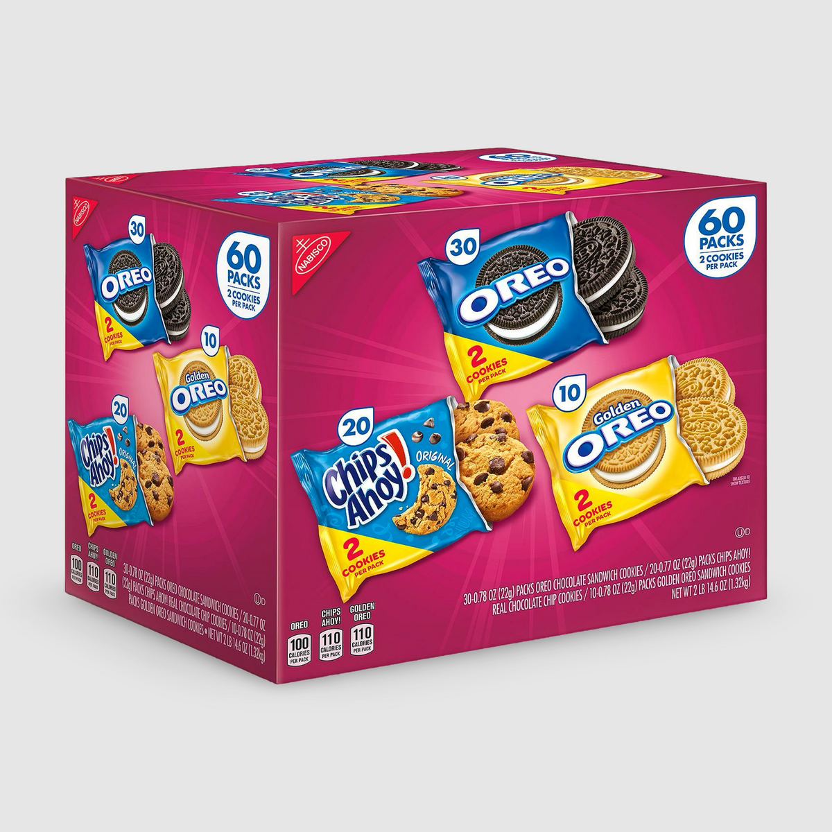 Nabisco Sweet Treats Cookie Variety Pack, OREO and CHIPS AHOY! (60 pk ...